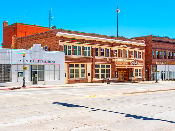 The Raton Fire Department sits proudly alongside historic buildings. Small-town America at its finest&mdash;where history and public service share the same block.
