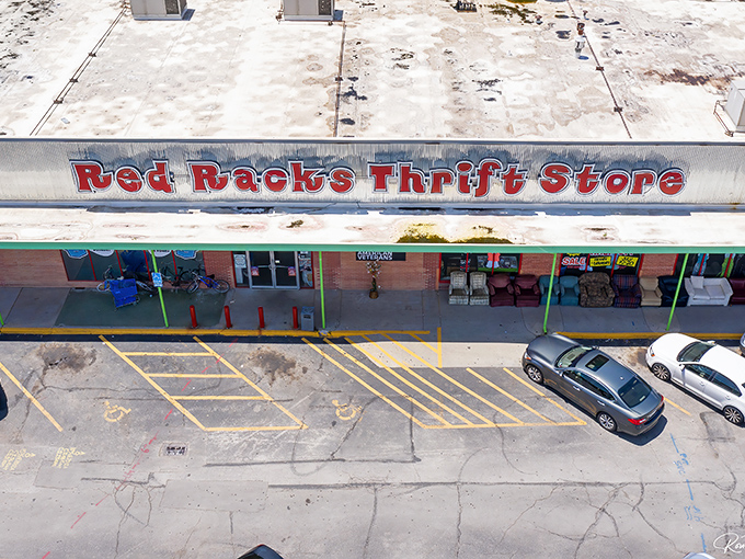 From above, Red Racks reveals its true size &ndash; a sprawling treasure trove where one person's castoffs become another's perfect find.