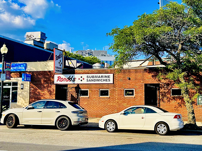 Sunshine bathes Rondo's simple storefront. This unassuming sandwich spot has been making Southie happy for decades.)