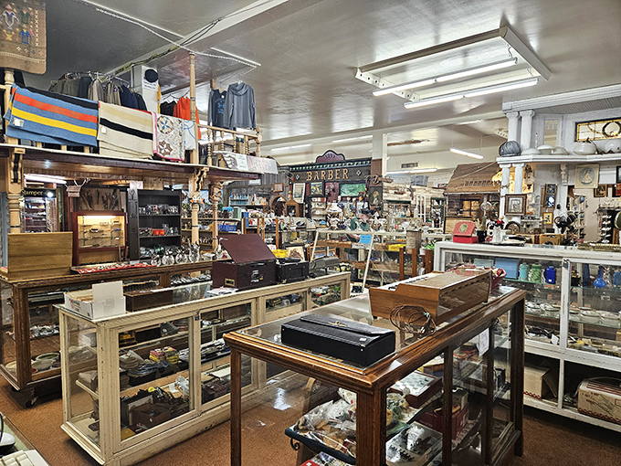 Look at that display case! Like your grandmother's attic and a museum had a beautiful baby, this corner holds stories in every object.