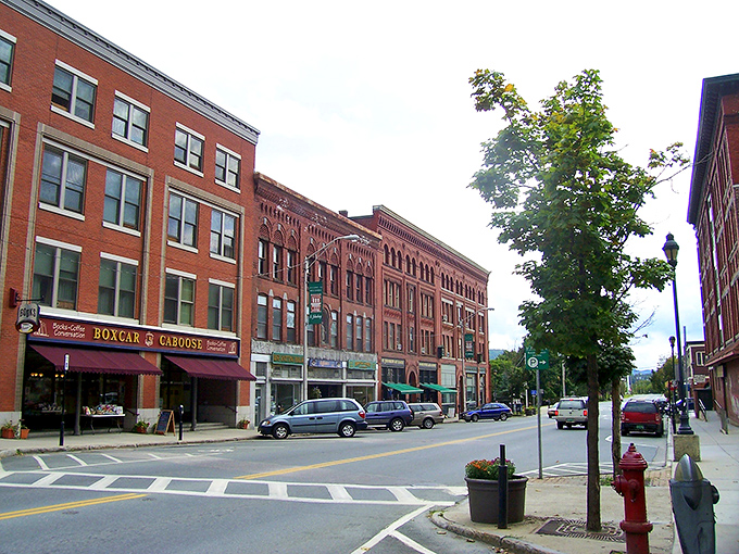Red brick buildings line St. Johnsbury's streets, offering small-town shopping experiences where shopkeepers might actually remember your name.