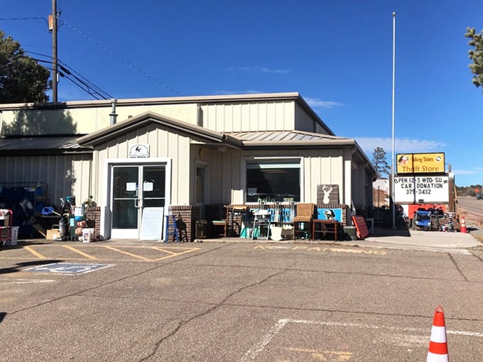 This humble exterior hides a conservation-supporting goldmine where yesterday's items become tomorrow's conversation pieces.