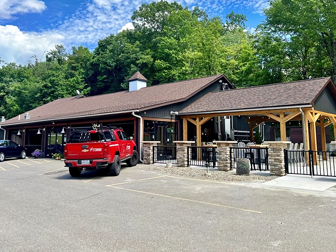 Summer at Bear's Den means outdoor dining where the steaks are as impressive as the scenery.