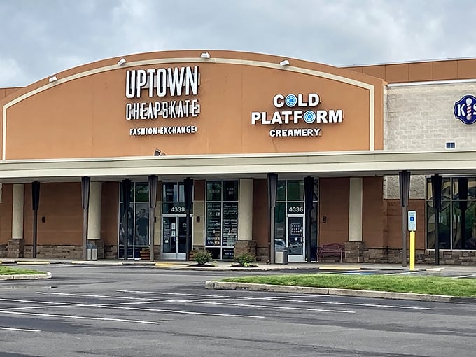 This Uptown Cheapskate shares space with Cold Platform Creamery&mdash;shop for clothes, celebrate with ice cream. That's what I call retail therapy!