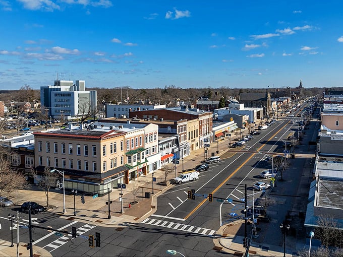 A bird's-eye view of Vineland's practical downtown layout, where Social Security dollars stretch further than your average Garden State community.