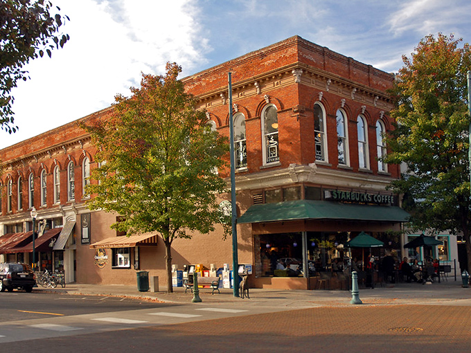 Historic brick architecture whispers tales of the Old West while housing today's thriving businesses.
