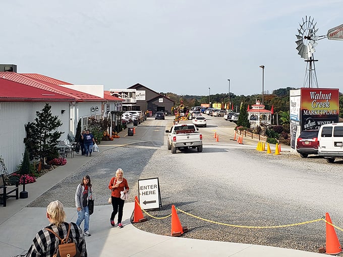 The iconic windmill welcomes bargain hunters to Walnut Creek Marketplace, where Amish country charm meets treasure-hunting excitement.