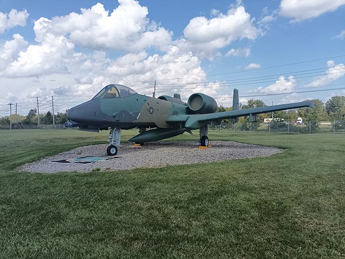 The A-10 "Warthog" sits ready for its close-up. This tank-killer's distinctive silhouette is what happens when someone builds an entire plane around a cannon.