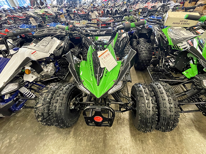 Not your average flea market find! These shiny ATVs prove that sometimes the treasures come with engines and the ability to traverse mountain trails.