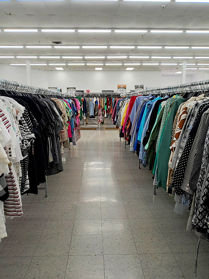 Fashion heaven stretches as far as the eye can see, with racks upon racks of potential wardrobe transformations waiting to be discovered.