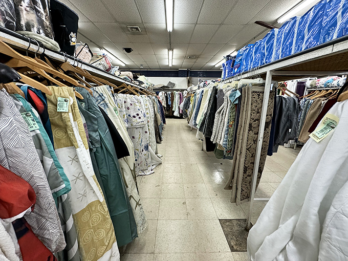 Rack after glorious rack of potential wardrobe upgrades stretches into the distance. This isn't shopping&mdash;it's a textile expedition with discoveries at every turn.