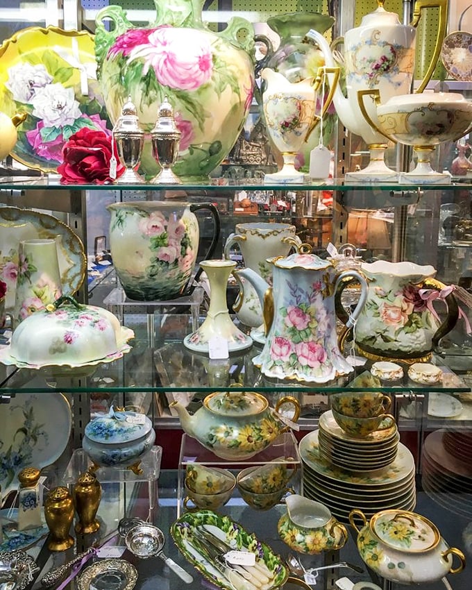 A porcelain paradise where your grandmother's china cabinet dreams come true. Each floral-adorned piece tells stories of elegant dinner parties from bygone eras.