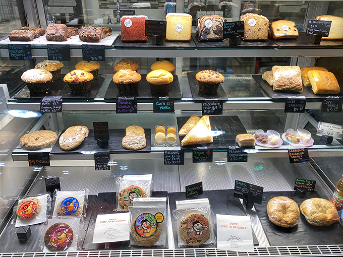 This bakery display case proves that calories consumed while outlet shopping somehow don't count&mdash;it's basic mathematics, really, or at least that's the story.