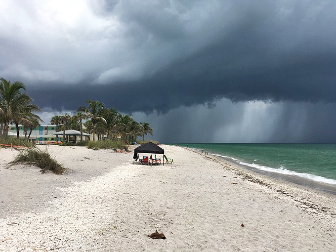Mother Nature's mood swings on full display. Those storm clouds might look ominous, but they create the most spectacular light shows over the Gulf.