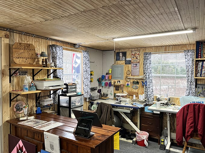 Local craftsmanship thrives in cozy workshops like this one, where Vermont ingenuity transforms raw materials into treasured keepsakes.