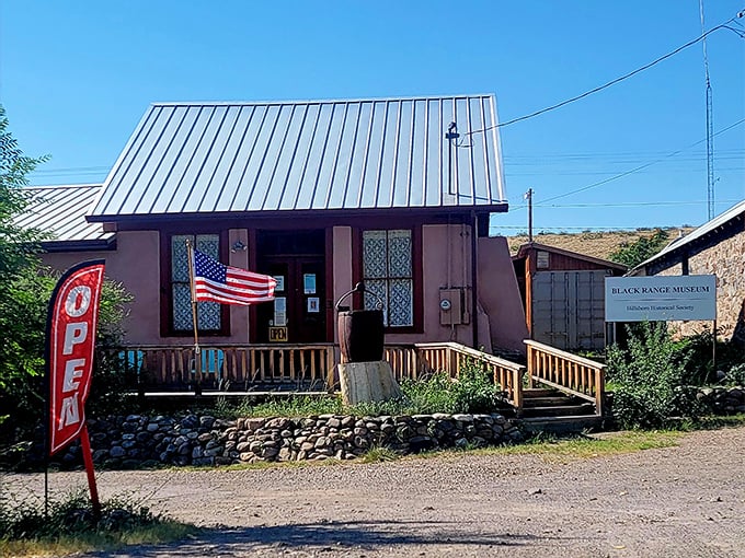 The Black Range Museum &ndash; where history isn't behind glass but seems to spill onto the porch with the morning sunshine. 