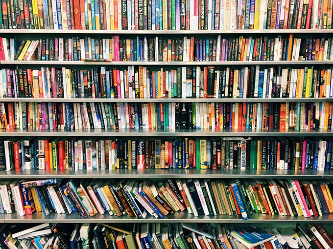 Literary treasures await discovery on shelves that rival any bookstore, minus the guilt of full-price purchasing power.