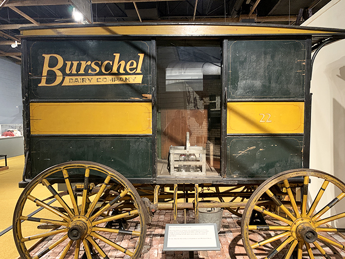 The beautifully preserved Burschel Dairy wagon reminds us that even in mining towns, the milk still needed to be delivered. Some things never change!