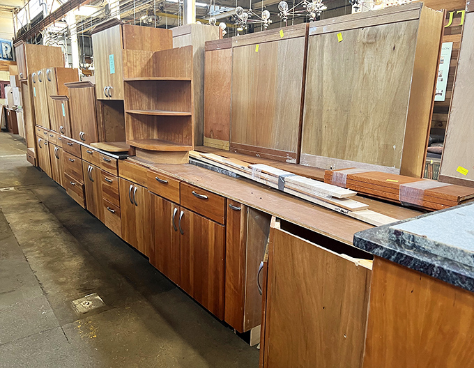 Kitchen cabinet lovers, start your engines &ndash; this lineup of vintage wood cabinetry is better than a hardware store catalog.