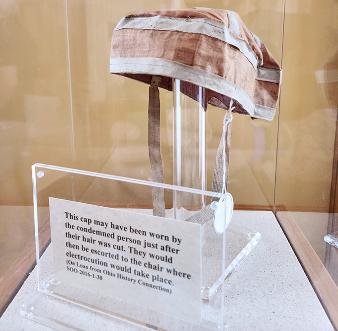 This somber cap was worn by the condemned before execution. Some final accessories are more chilling than others&mdash;this one literally makes your hair stand on end.