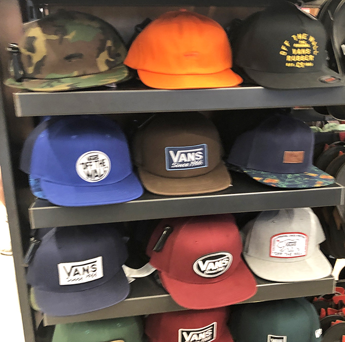 Vans caps in every color convince you that maybe you do need a hat collection organized by mood and day.