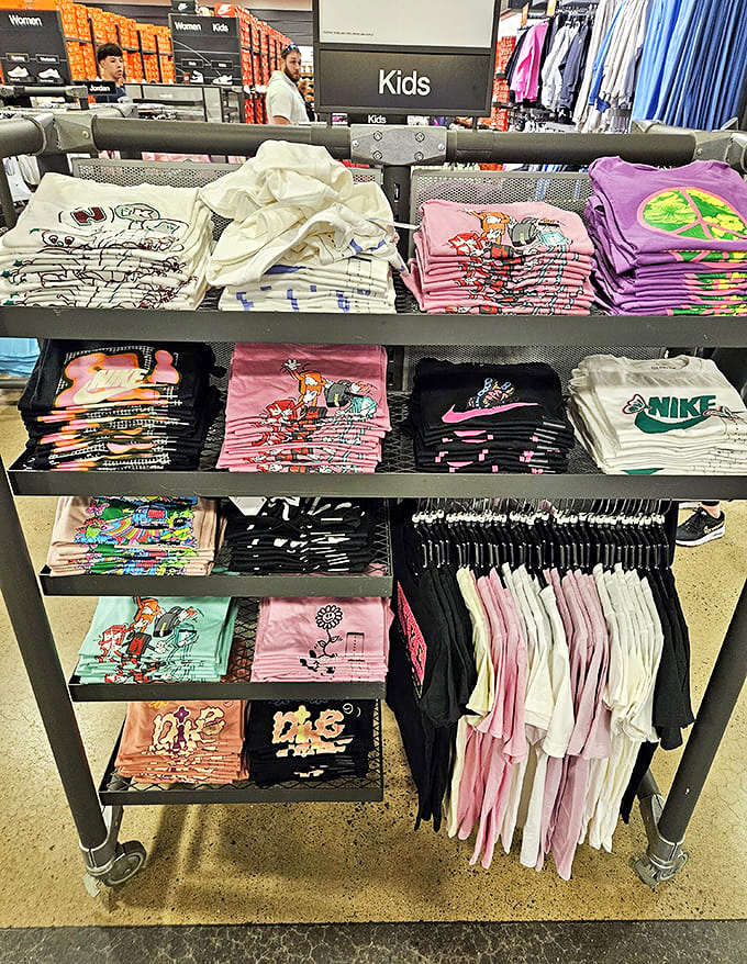 A rainbow of tiny tees and pint-sized fashion awaits the next generation of style mavens at the Nike outlet.