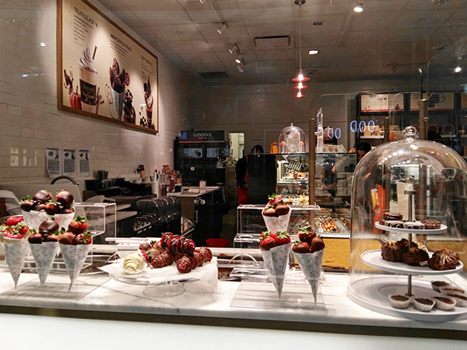 Life is uncertain, eat dessert first&mdash;especially when chocolate-dipped strawberries and decadent treats beckon from behind glass at the outlets' gourmet stops.