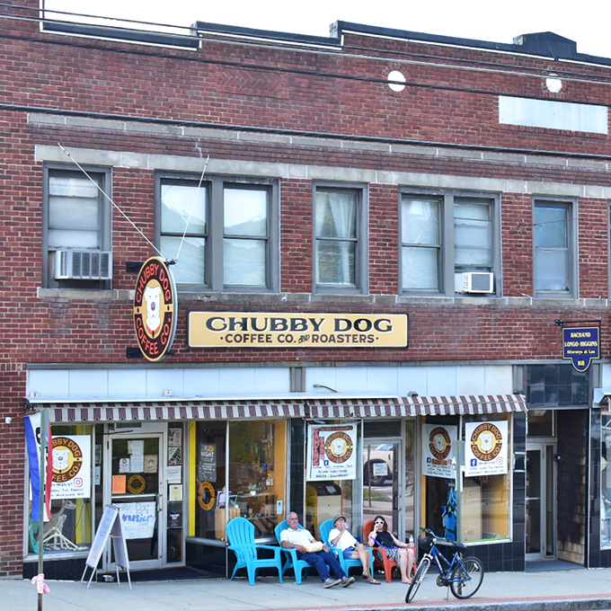 At Chubby Dog Coffee, retirees gather on blue chairs for the daily "parliament of porch sitters"&mdash;Connecticut's most affordable social club.