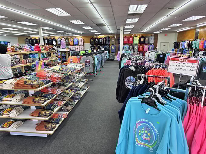 A rainbow of t-shirts and apparel awaits, where $40 can dress you for a week instead of just a Tuesday.