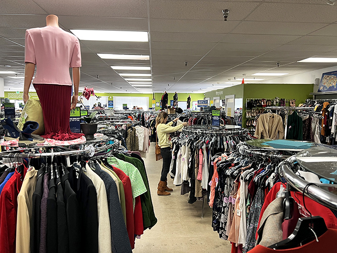 Every aisle tells a story at Goodwill, where shoppers browse through decades of fashion history in search of their next signature piece.