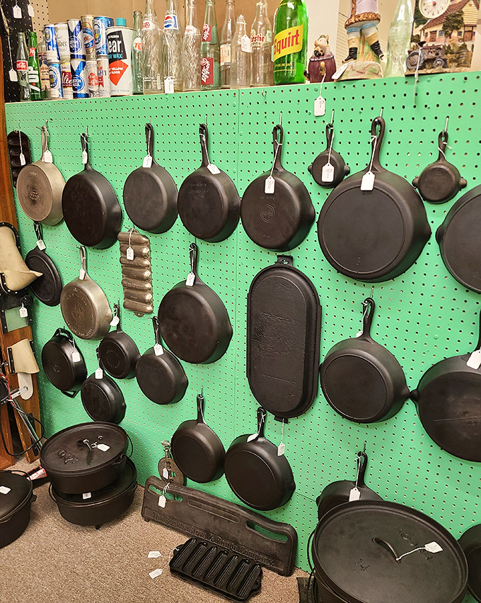 Cast iron heaven! These seasoned beauties have been cooking longer than most of us have been eating. Kitchen heirlooms waiting for their next chapter.