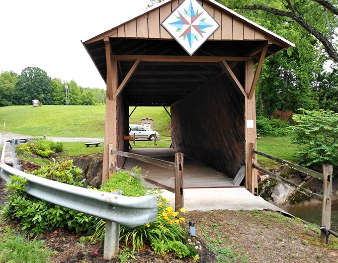 That colorful quilt square mounted above the entrance isn't just decoration—it's part of Virginia's charming barn quilt trail tradition that turns rural drives into scavenger hunts.