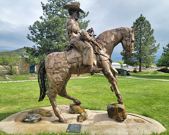 This bronze cowboy doesn't just commemorate history &ndash; he's frozen mid-adventure, eternally ready for whatever the frontier might throw his way.