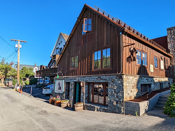 Dark Horse Coffee's stone-and-timber facade speaks to Truckee's architectural heritage while promising artisanal brews within its cozy confines.