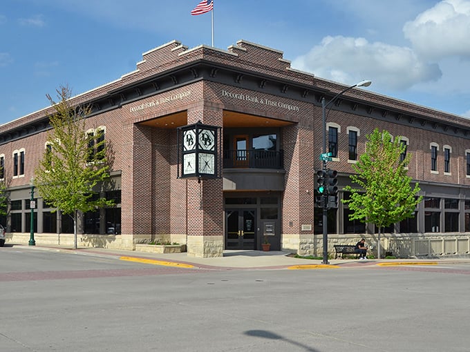 Decorah Bank & Trust Company represents the kind of solid brick-and-mortar reliability that makes you nostalgic for architecture with actual personality.