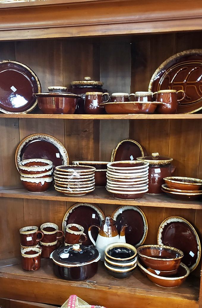 These rich brown stoneware pieces aren't just dishes&mdash;they're storytellers that have witnessed decades of family dinners and celebrations before finding their way here.