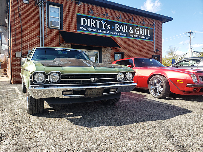 Classic American muscle meets comfort food at Dirty's Bar & Grill, where breakfast skillets have been known to cure everything from hangovers to existential crises.