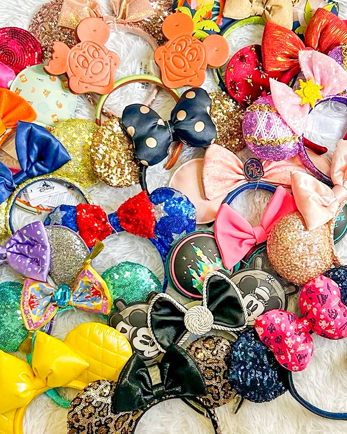 Mickey ears galore! This dazzling collection of Disney headwear proves one person's vacation splurge becomes another's affordable magical memento.