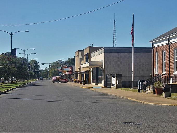 Main Street Oakdale—where parking is plentiful and nobody's in a hurry. Small-town America at its most authentic.