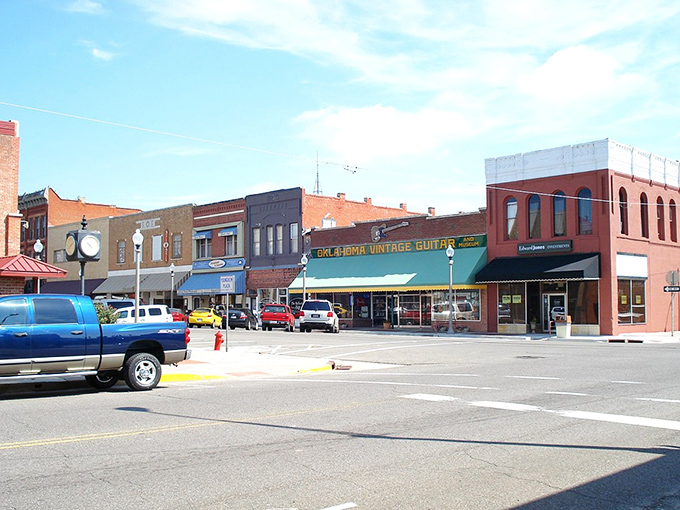 El Reno's downtown square offers a Norman Rockwell scene with modern conveniences. Those vintage guitar shops and local businesses keep the community's character intact.