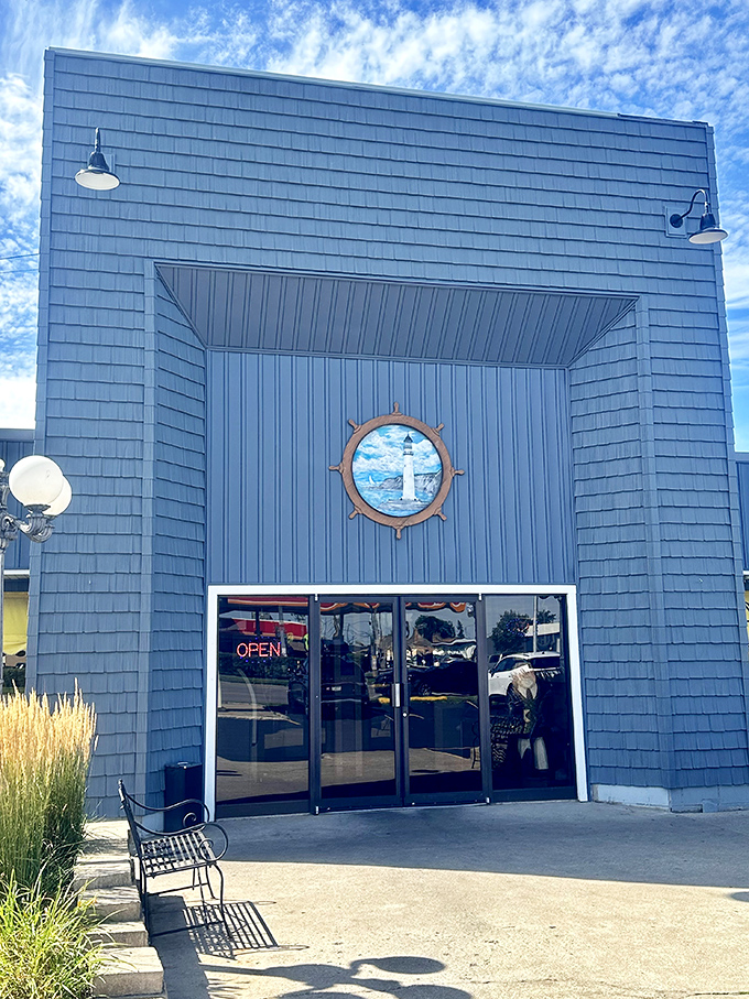 That nautical-themed blue fa&ccedil;ade isn't just decoration &ndash; it's Escanaba's way of reminding you that Lake Michigan's shores are never far from mind.