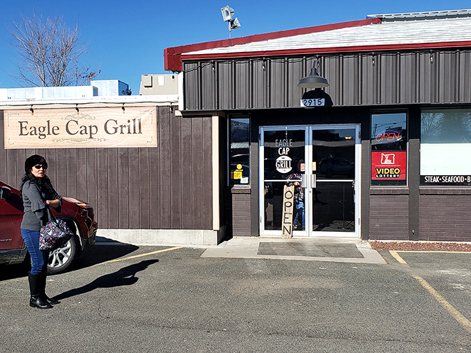 At Eagle Cap Grill, the unpretentious exterior hides a local favorite where regulars debate politics, weather, and whether today's special tops yesterday's.