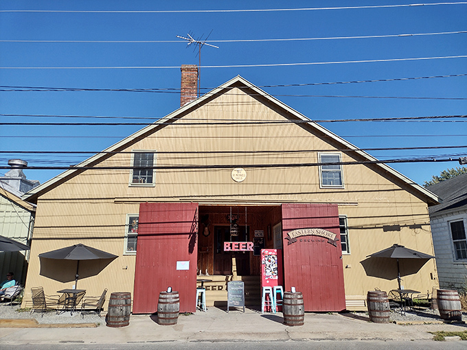 Those big red doors practically scream "come in and relax!" Eastern Shore Brewing offers liquid refreshment with a side of local character.