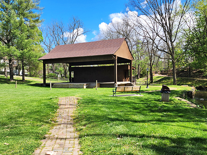 Elizabeth Brown Park's pavilion offers a perfect spot for community gatherings or simply watching clouds drift by&mdash;nature's original streaming service.