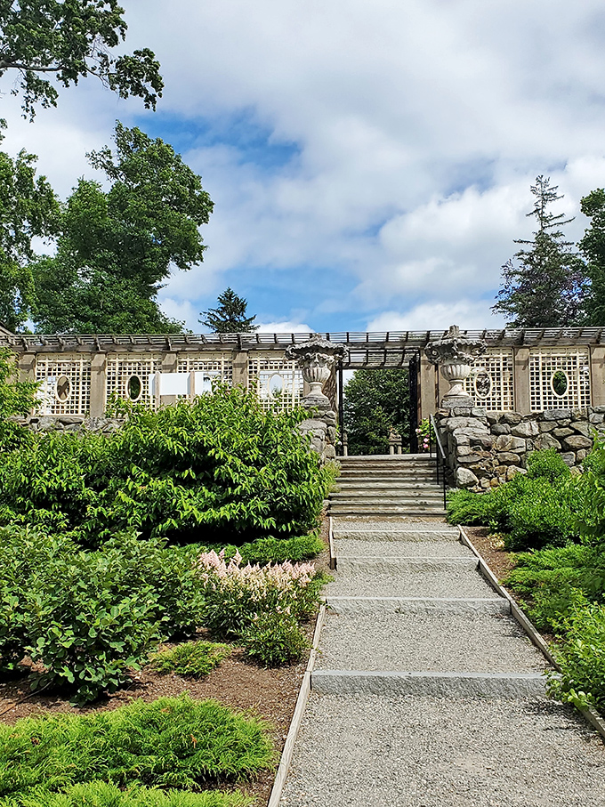 This garden entrance looks like where Shakespeare characters would meet for a secret rendezvous or dramatic soliloquy.