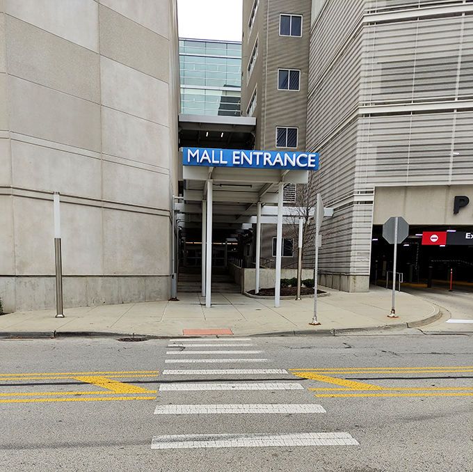 The understated "MALL ENTRANCE" sign might be the most modest thing about this place. What lies beyond? Only bargains and bliss.