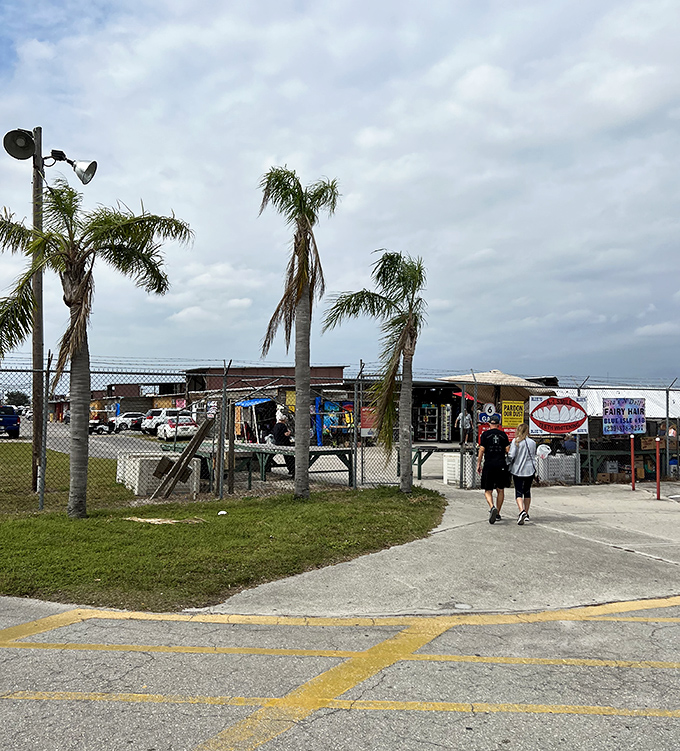 Palm trees stand sentinel at the entrance, a quintessentially Floridian welcome to this bargain hunter's paradise.