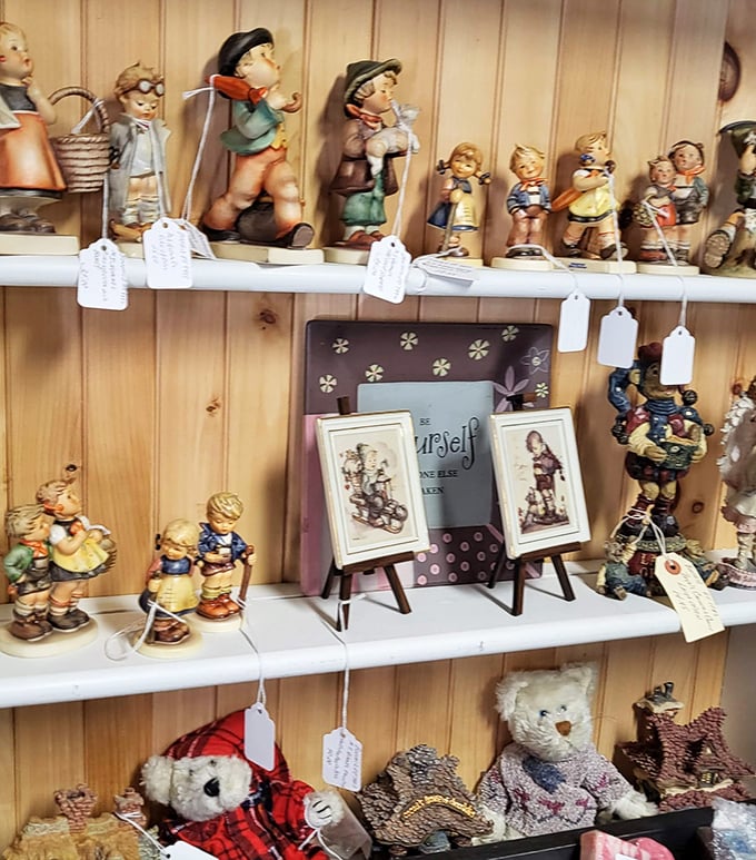 These charming figurines stand at attention, silently telling stories of bygone eras while waiting for their next caretaker.