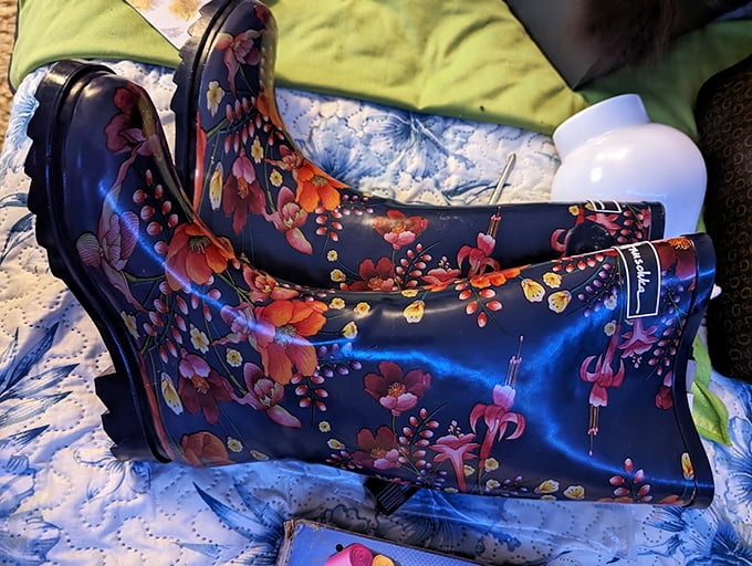 These floral rain boots are practically begging to splash through puddles with style and sass.