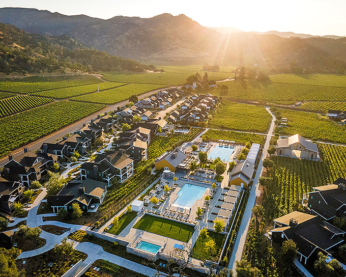 Vineyards stretching to the horizon, with resort pools beckoning like oases &ndash; this is wine country living that makes even non-swimmers contemplate the backstroke.